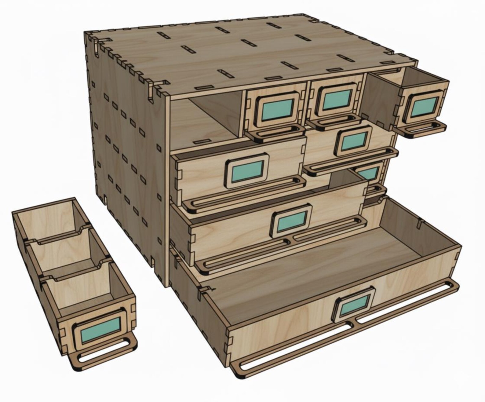 Laser Cut Modular Organizer Transformer With Drawer, for Storage Tool ...