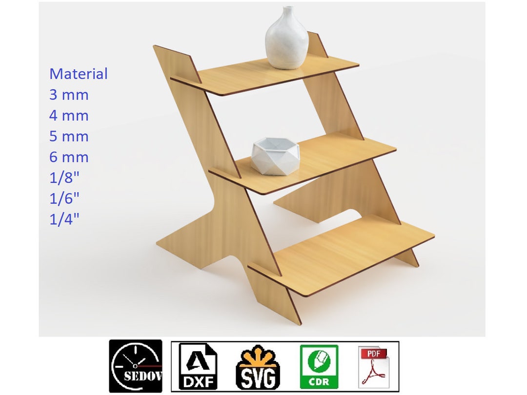 Laser Cut Three Tier Shelf for Store Showcase, Office, or Home ...