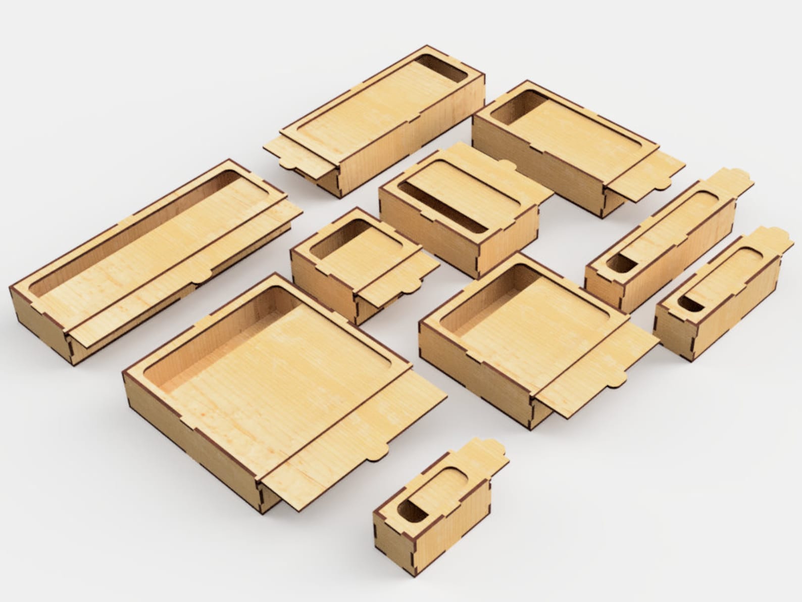Laser Cut Boxes Set With Slide Lid - Slider Box - Storage Lid Box ...
