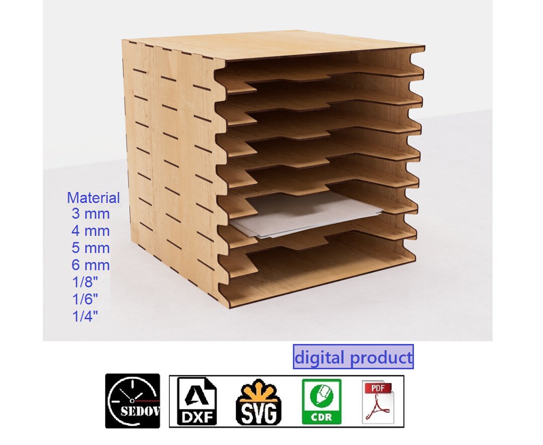 Laser Cut Box for Papers or Documents, Office Organizer, Vinyl Storage ...