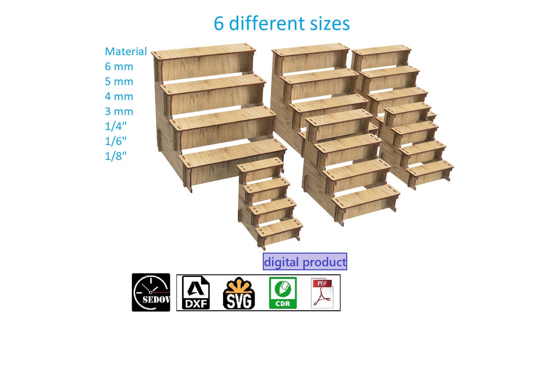Laser Cut Retail Display Stand Shelf Set 6 Different Sizes Showcase for ...