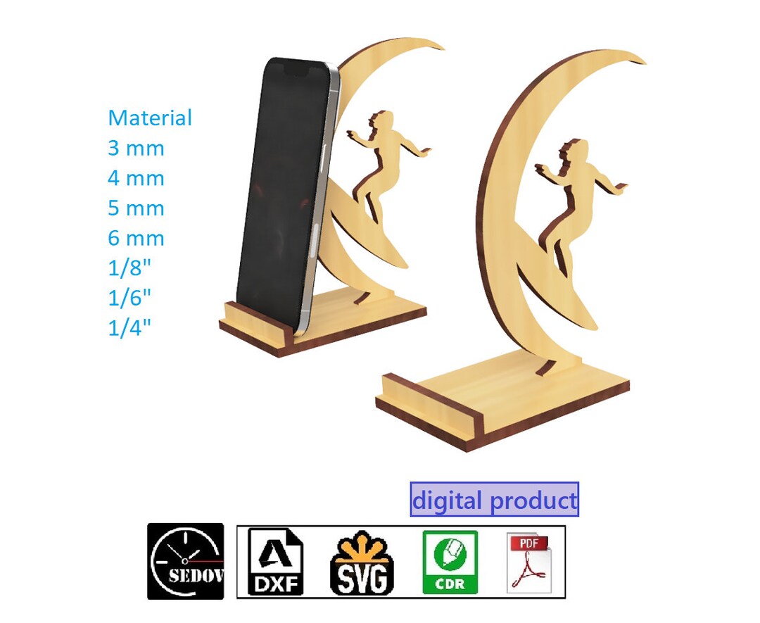 Laser Cut Phone Stand Surfer Figurine - Surfer Rides the Waves - Mobile ...