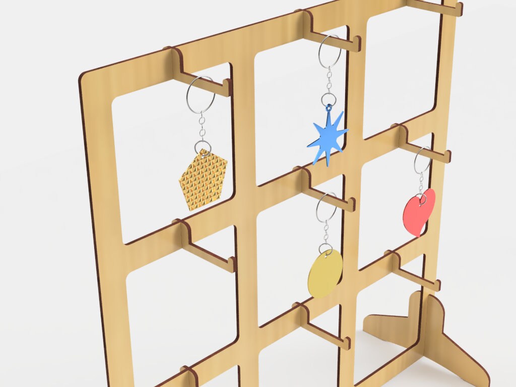 Laser Cut Template Key Chain Stand Kit Minimalist Key Chain Holder ...