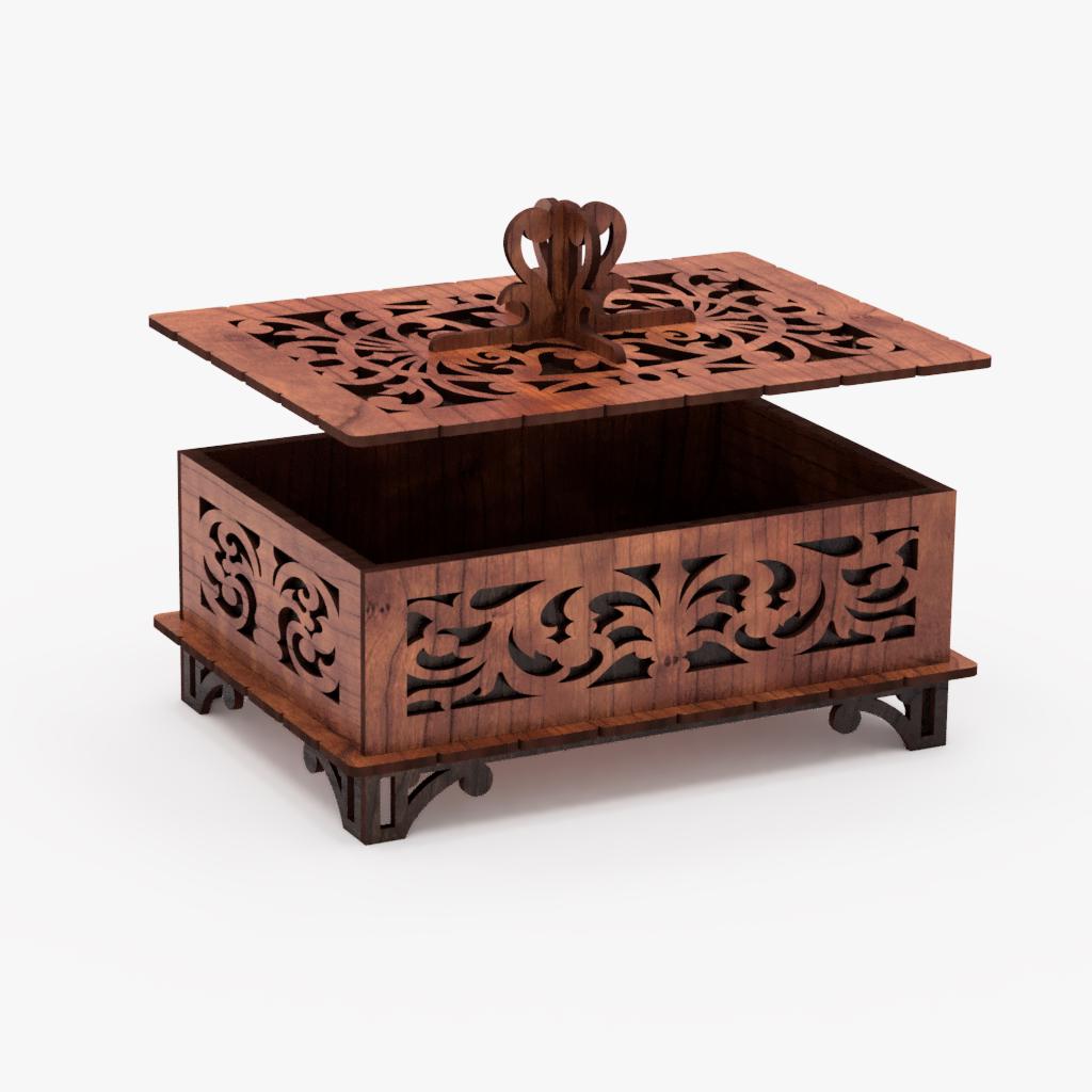 Laser Cut Keepsake Box With Patterns on Legs, Decorative Storage ...