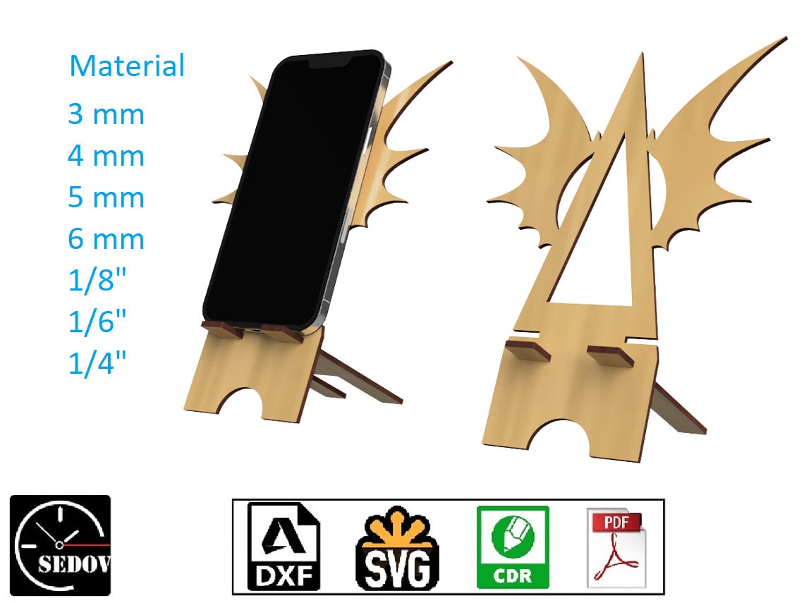 Laser Cut Phone Stand With Bat Wings Cellphone Holder DIY - Etsy