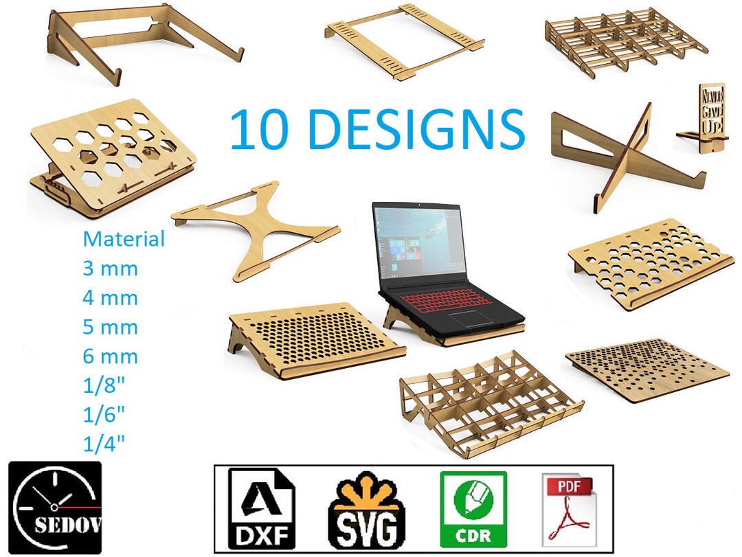 Set of 10 Laser Cut Laptop Stand Templates Variety Pack - Etsy