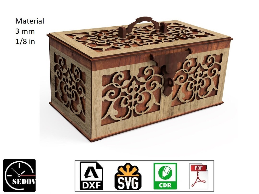 Laser Cut Rustic Wooden Chest With Lockable Hinged Lid - Etsy