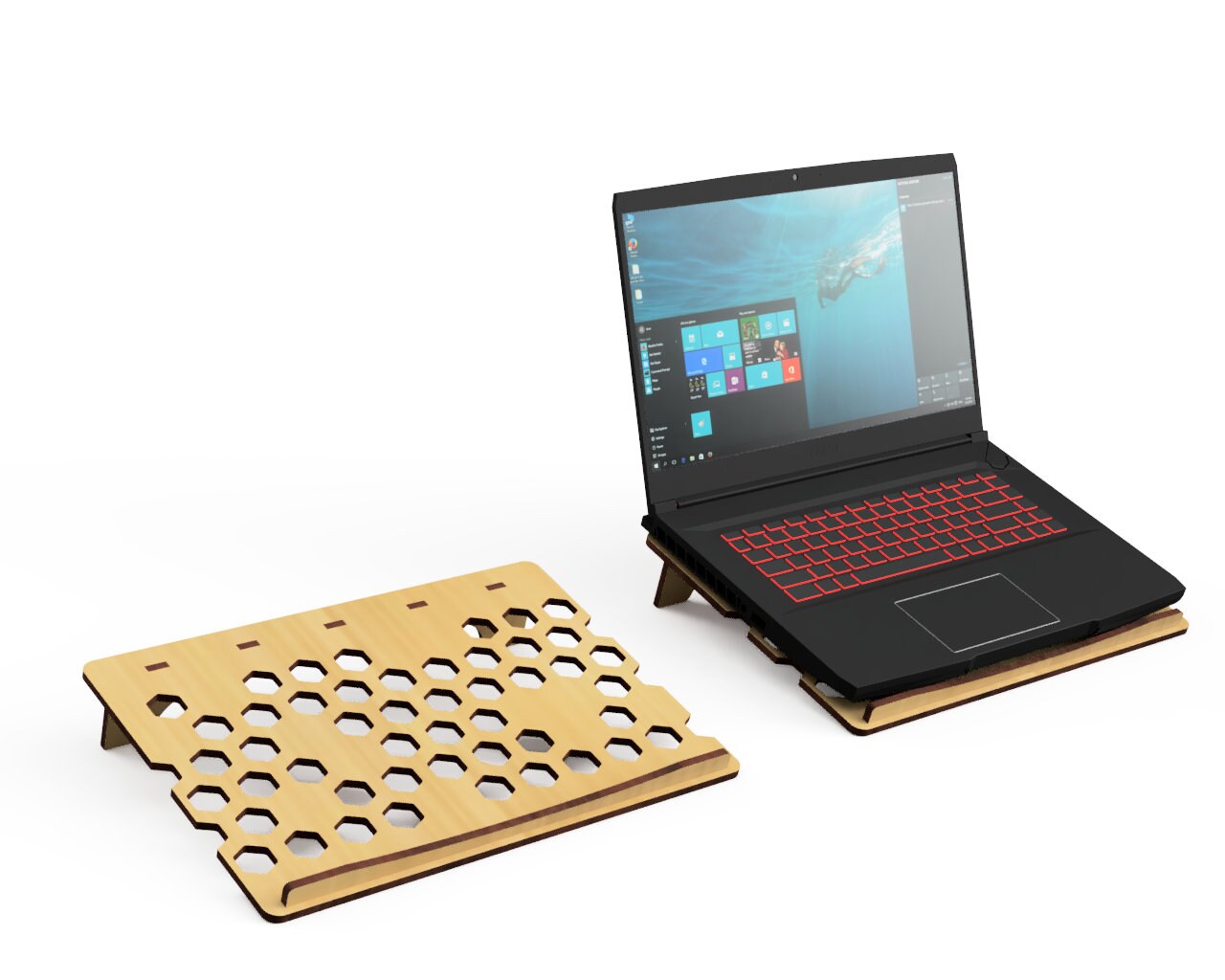 Laser Cut Simple Laptop Stand Easy Assembly Honeycomb - Etsy