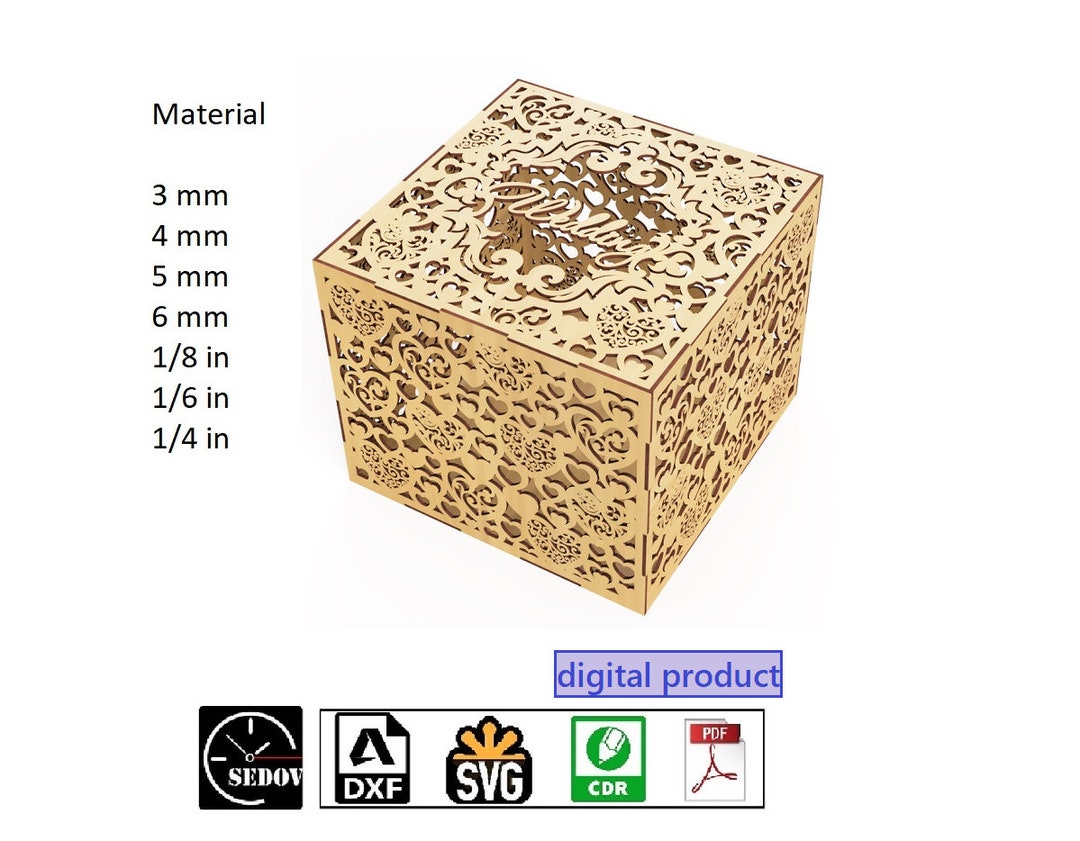 Laser Cut Wedding Card Box Beautifully Carved Wood Box for Wedding Cash ...