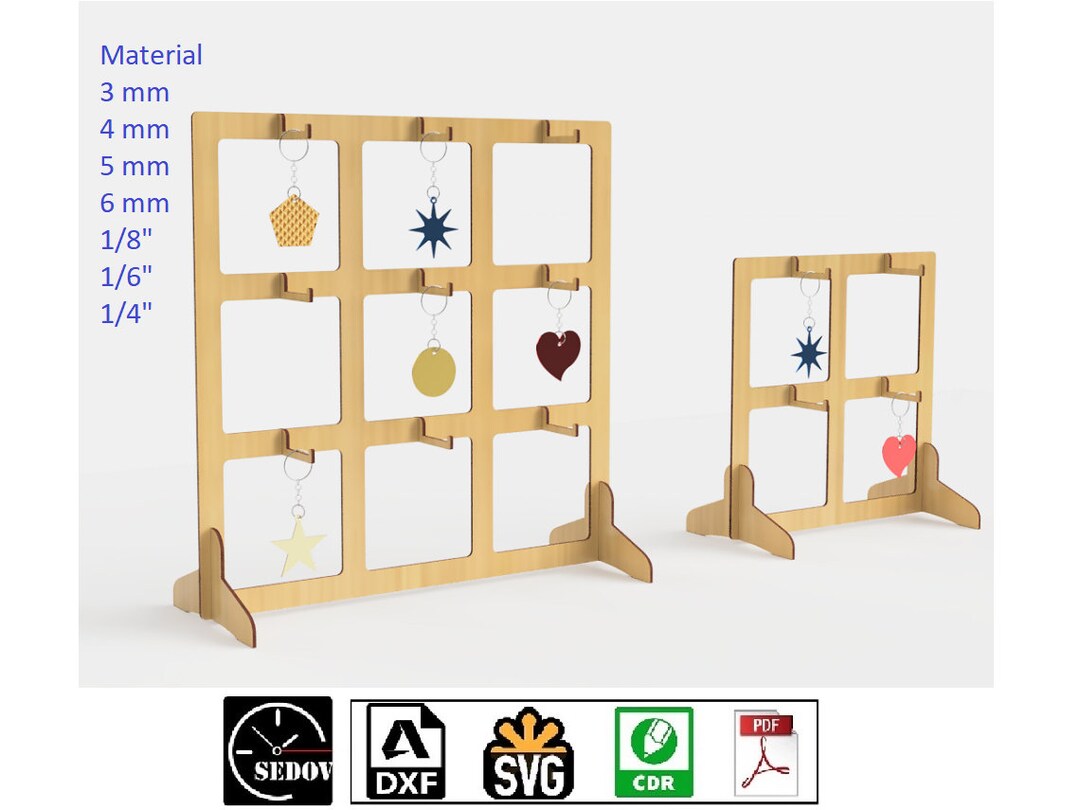 Laser Cut Template Key Chain Stand Kit Minimalist Key Chain Holder ...