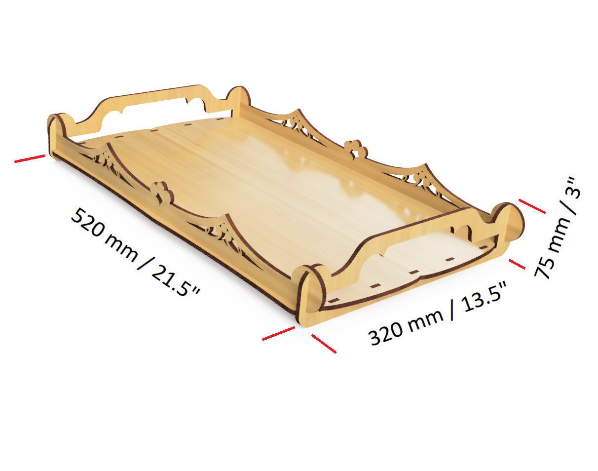 Laser Cut Elegant Food Tray With Handles Bedside Coffee and Breakfast ...
