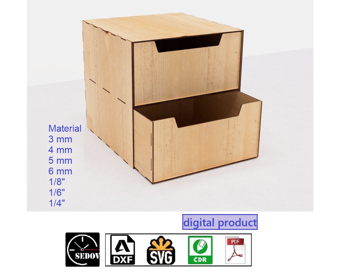 Laser Cut Drawer Organizer or Chest of Drawers, DIY, Storage Box ...