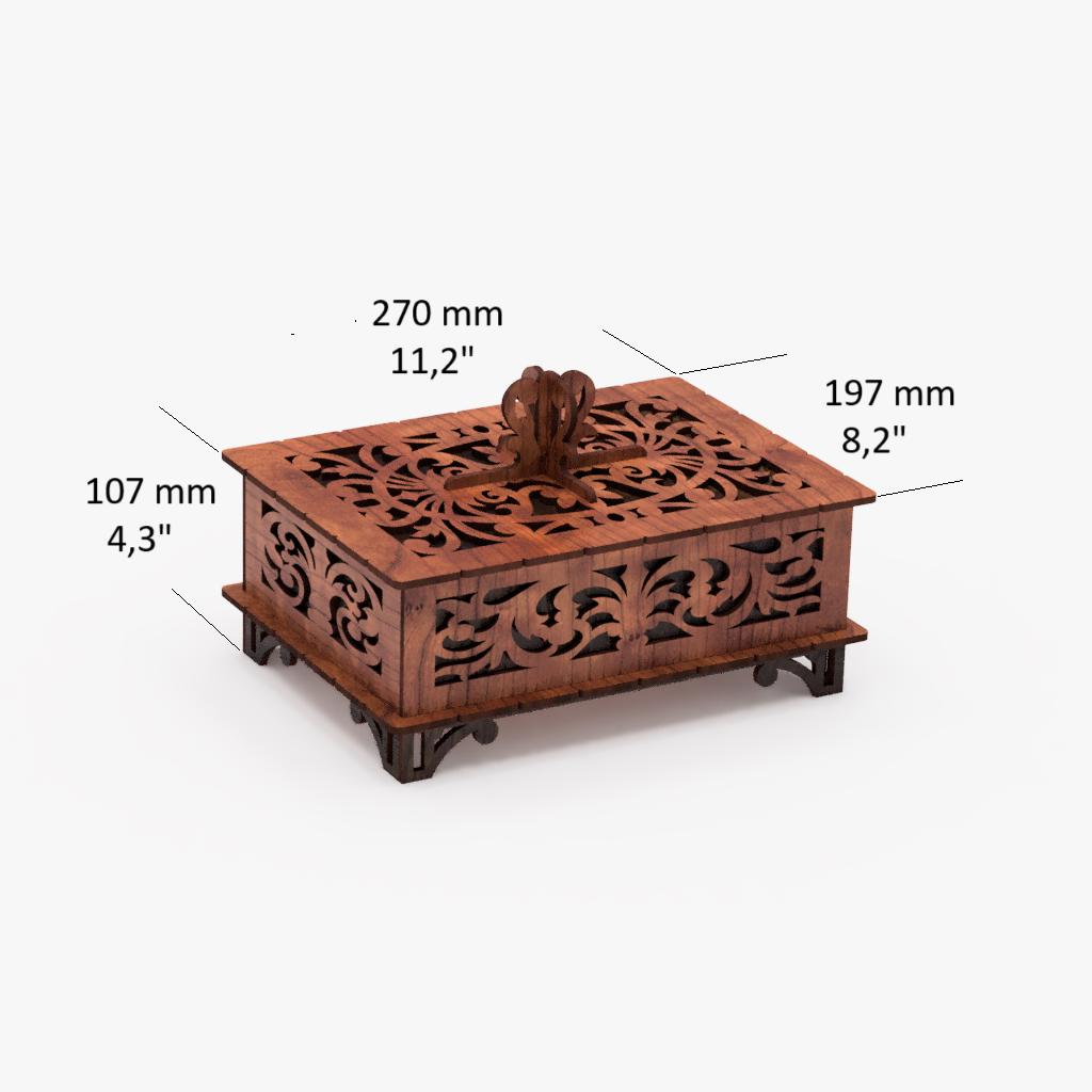 Laser Cut Keepsake Box With Patterns on Legs, Decorative Storage ...