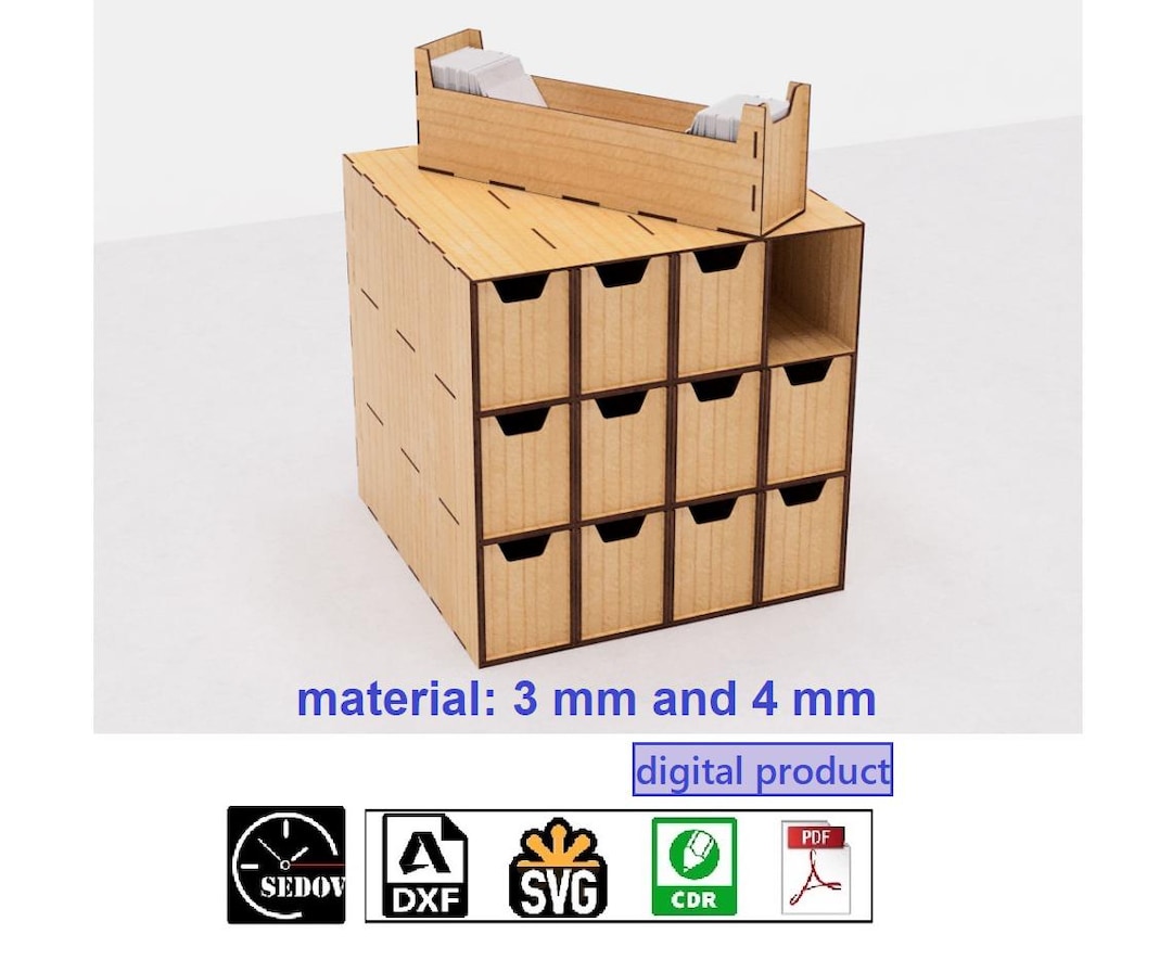 Laser Cut Card Box for CCG MTG Catalog Box Filing Cabinet Drawers for ...