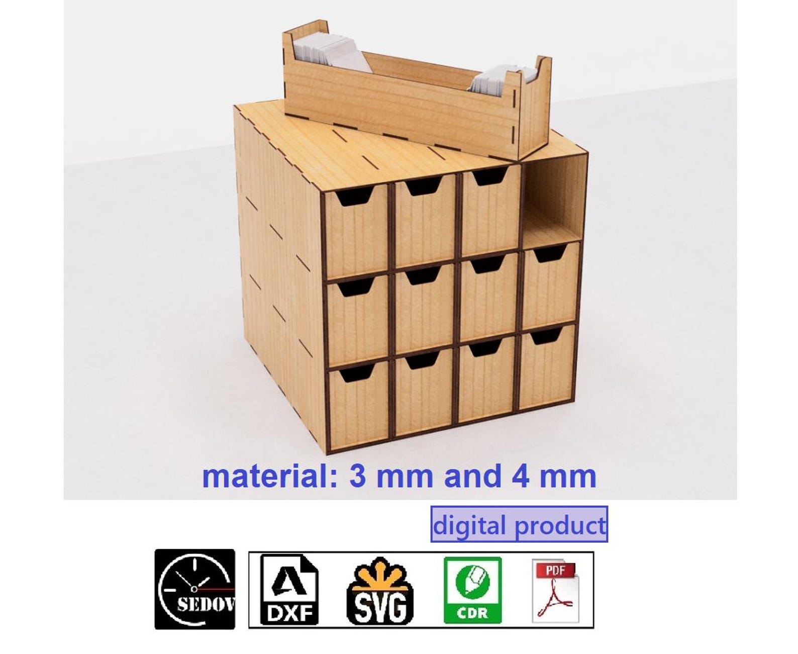 Laser Cut Card Box for CCG MTG Catalog Box Filing Cabinet Drawers for ...