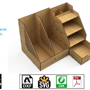 Laser Cut Office Desk Organizer for Supplies or Organizer for School ...