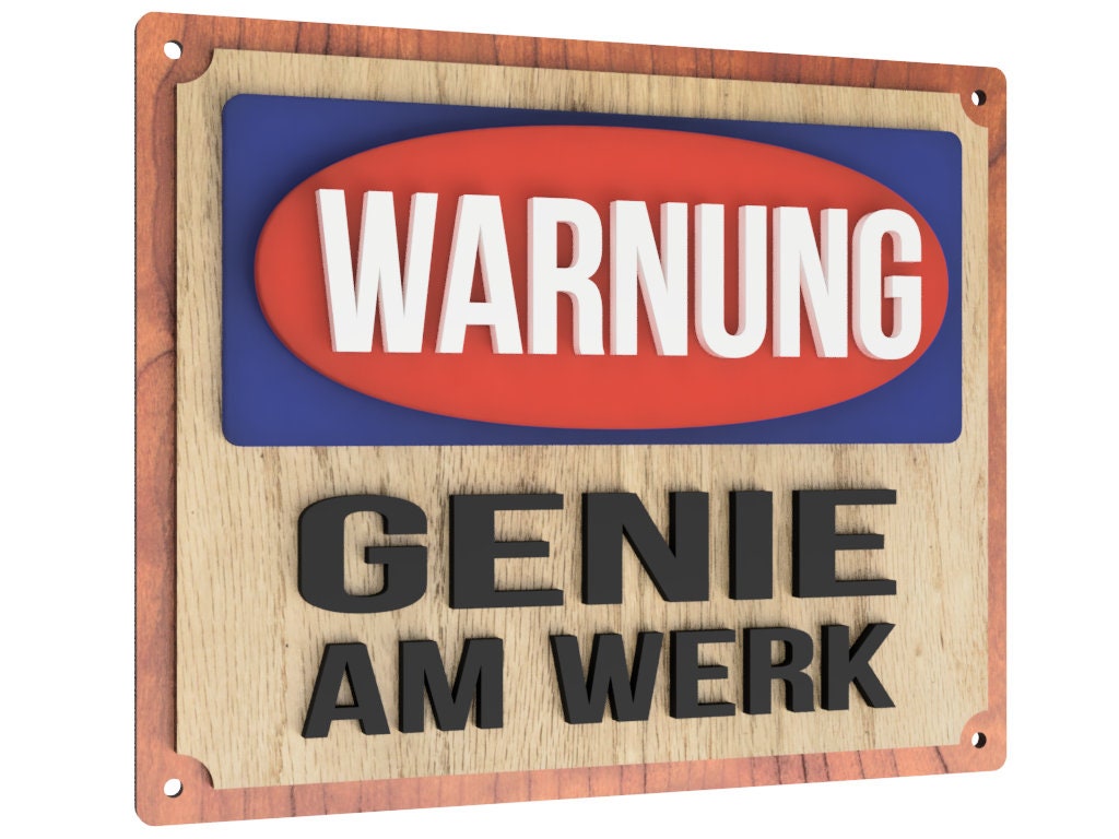 Funny Warning Sign: Attention Genius at Work in 4 Languages - Etsy