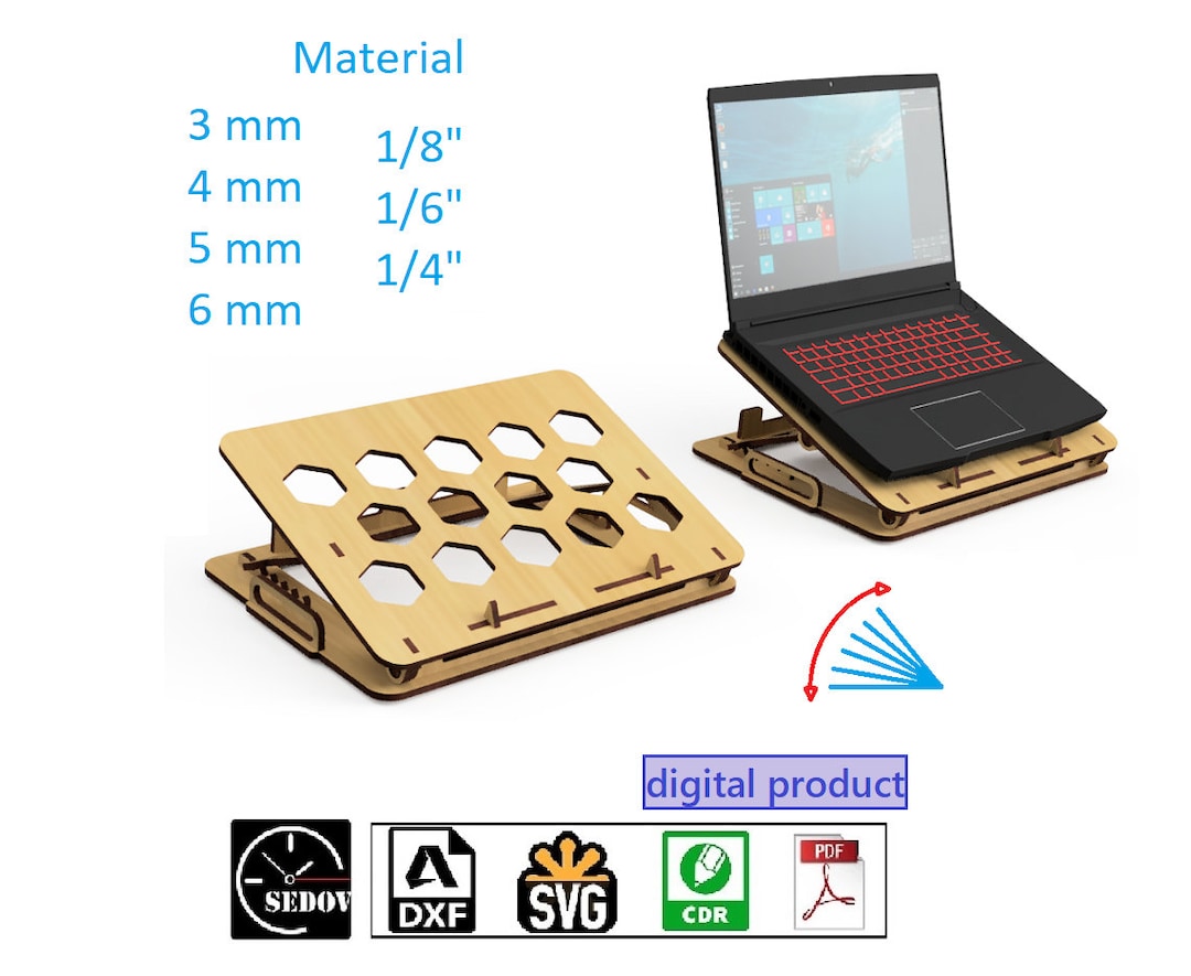 Laser Cut Laptop Stand Adjustable Tilt Height - Large Honeycomb ...