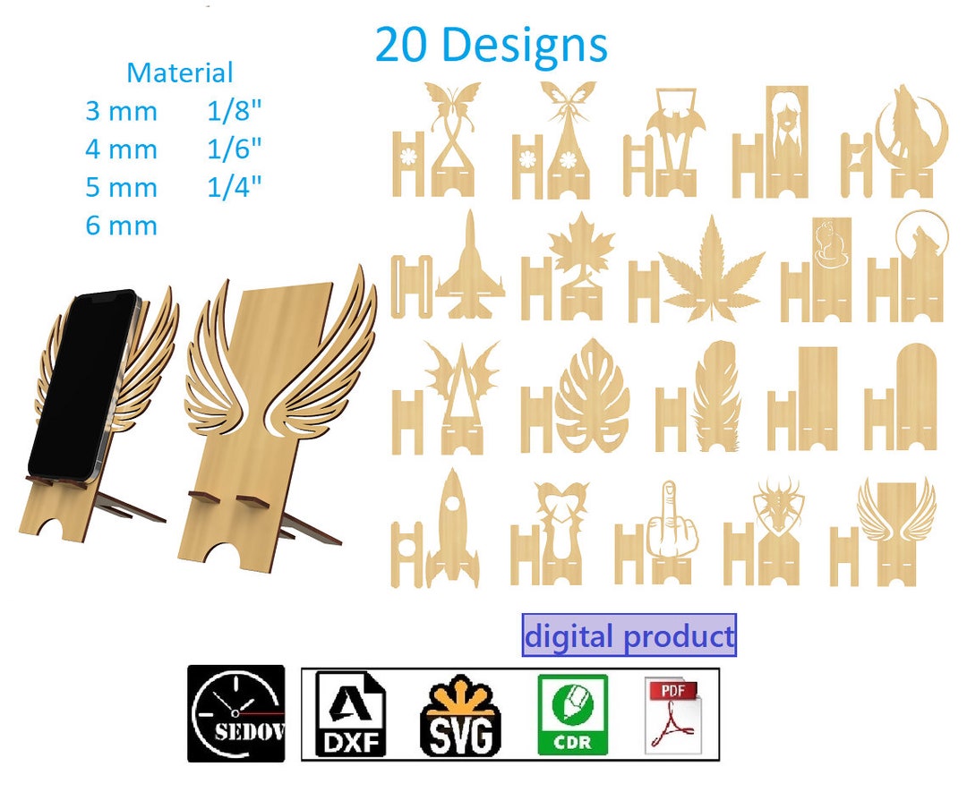 Laser Cut Phone Stand Set Stylish 20 Designs Convenient and Portable ...