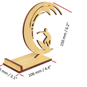 DIY Laser Cut Template: Phone Stand - Surfer Who Caught the Wave, Easy ...