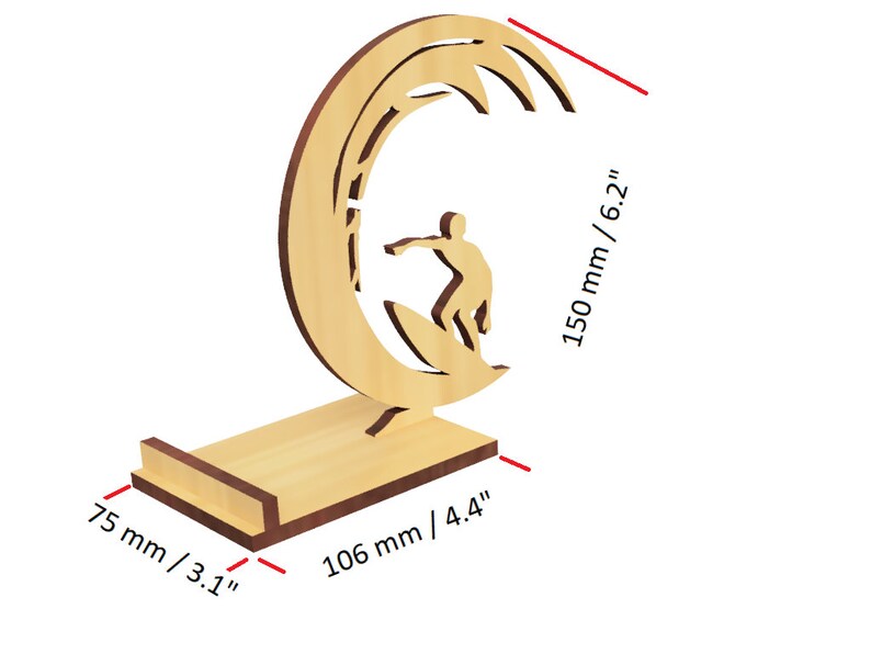 DIY Laser Cut Template: Phone Stand Surfer Who Caught the - Etsy