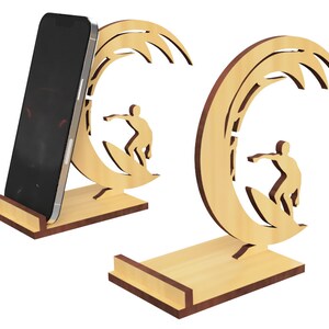 DIY Laser Cut Template: Phone Stand - Surfer Who Caught the Wave, Easy ...