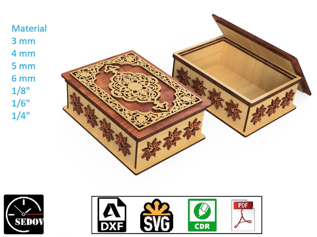 Unique Laser Cut Wood Jewelry Box in Oriental Style Carved Decor ...
