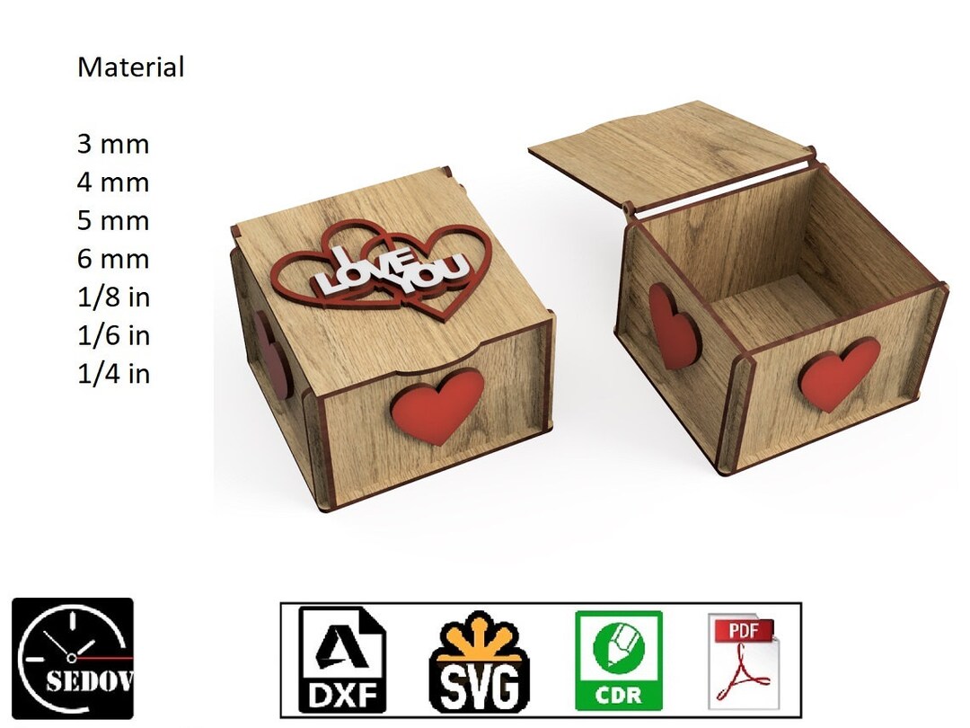 Laser Cut Small Box With Hearts 'I Love You' Perfect Jewelry or Trinket ...
