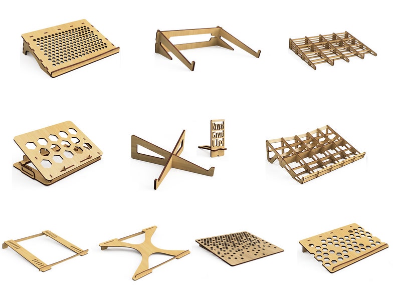 Set of 10 Laser Cut Laptop Stand Templates Variety Pack Adjustable ...