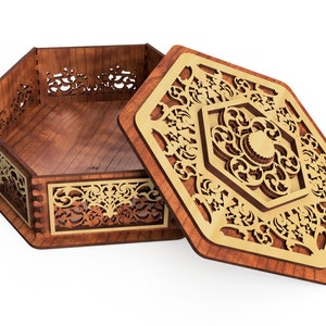 Laser Cut Carved Casket Beautiful Layered Jewelry Box Storing Box ...