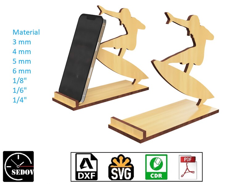 Convenient Surfing Phone Stand Laser Cut Template for - Etsy