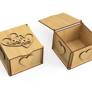 Laser Cut Small Box With Hearts 'I Love You' Perfect Jewelry or Trinket ...