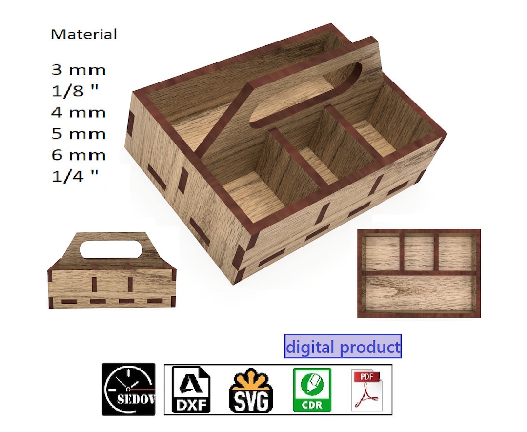 Laser Cut Portable Box With Handle - Napkin Holder and Spices Stand ...