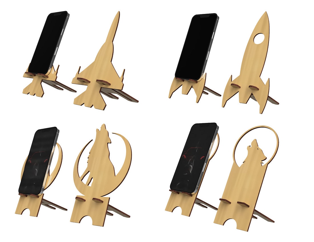 Laser Cut Phone Stand Set Stylish 20 Designs Convenient and - Etsy