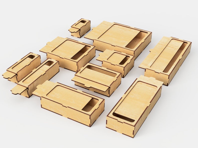 Laser Cut Boxes Set With Slide Lid - Slider Box - Storage Lid Box ...