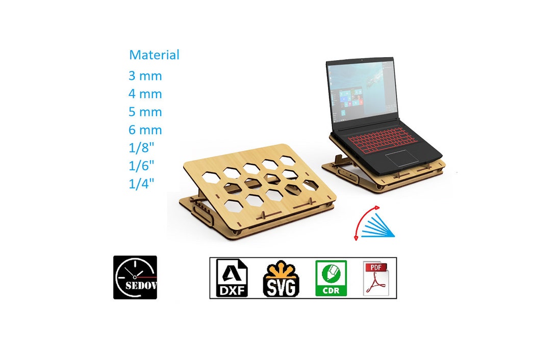 Laser Cut Laptop Stand Adjustable Tilt Height Large Honeycomb ...