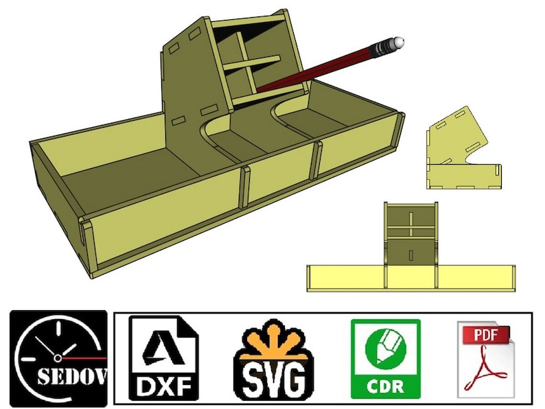 Laser Cut Desktop Organizer Vector Files Versatile Stationery Storage Laser Cutting Organizer ...
