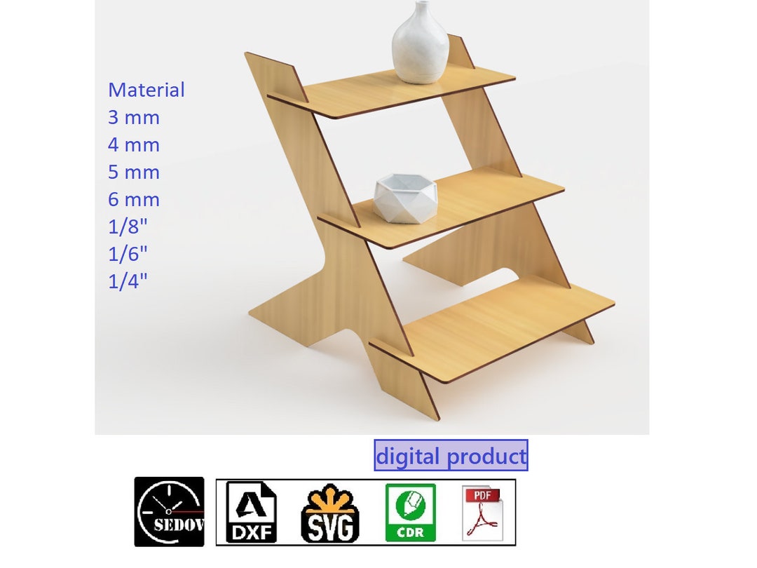 Laser Cut Three Tier Shelf for Store Showcase, Office, or Home ...