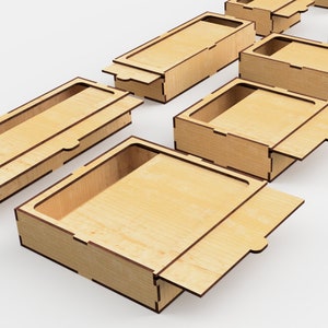 Laser Cut Boxes Set With Lid - Slider Box - Storage Lid Box - Template ...