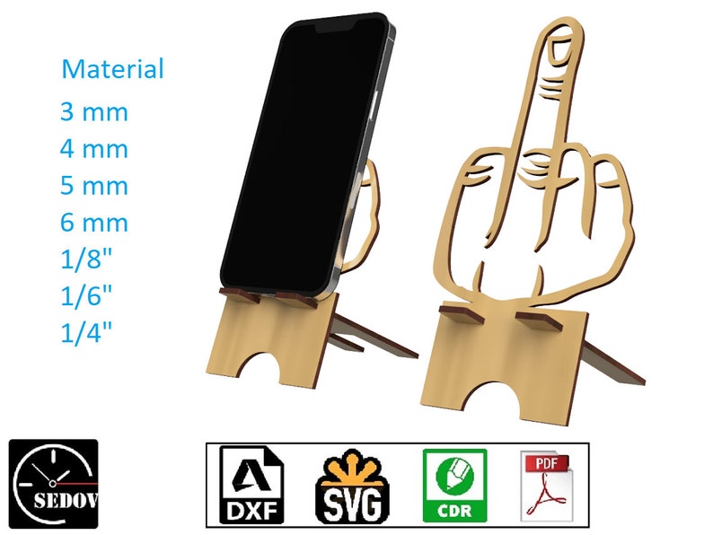 Laser Cut Phone Stand Middle Finger F off Original - Etsy