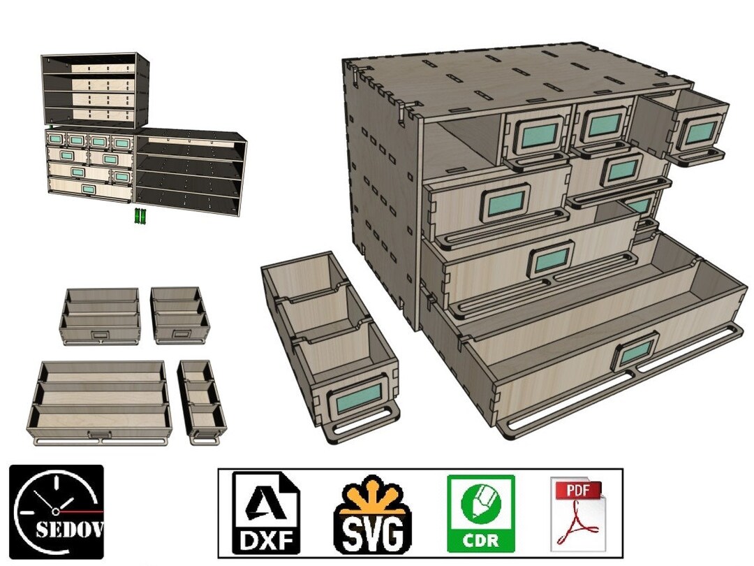 Laser Cut Modular Organizer Transformer With Drawer, for Storage Tool ...