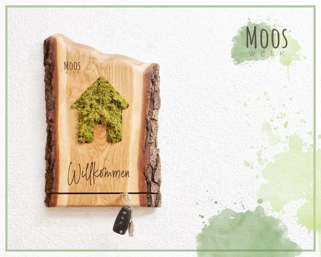 Key Rack With Moss Picture in Rustic Oak, With Bark Design & Production ...