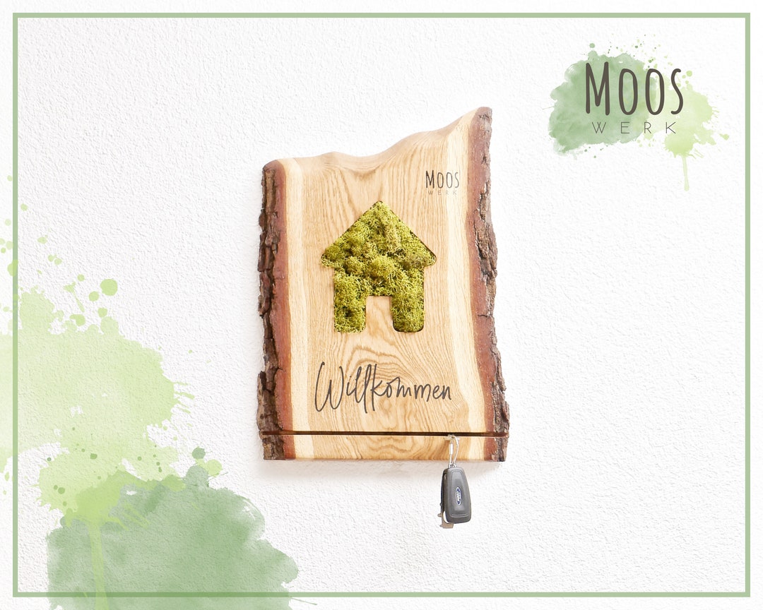 Key Rack With Moss Picture in Rustic Oak, With Bark Design & Production ...