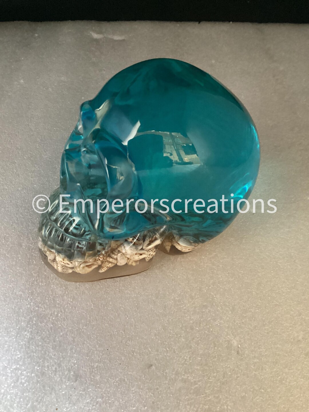 Skull Seashell Sculpture: Coastal Resin Art Piece" Ocean-inspired Skull ...