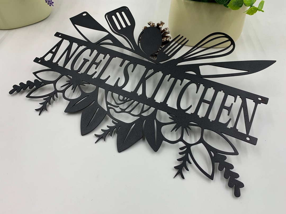 Custom Kitchen Name Metal Sign - Personalized Kitchen Wall Art With ...