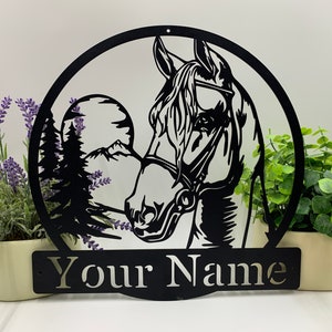 Personalized Horse Metal Sign - Custom Equestrian Name Wall Art - Horse ...