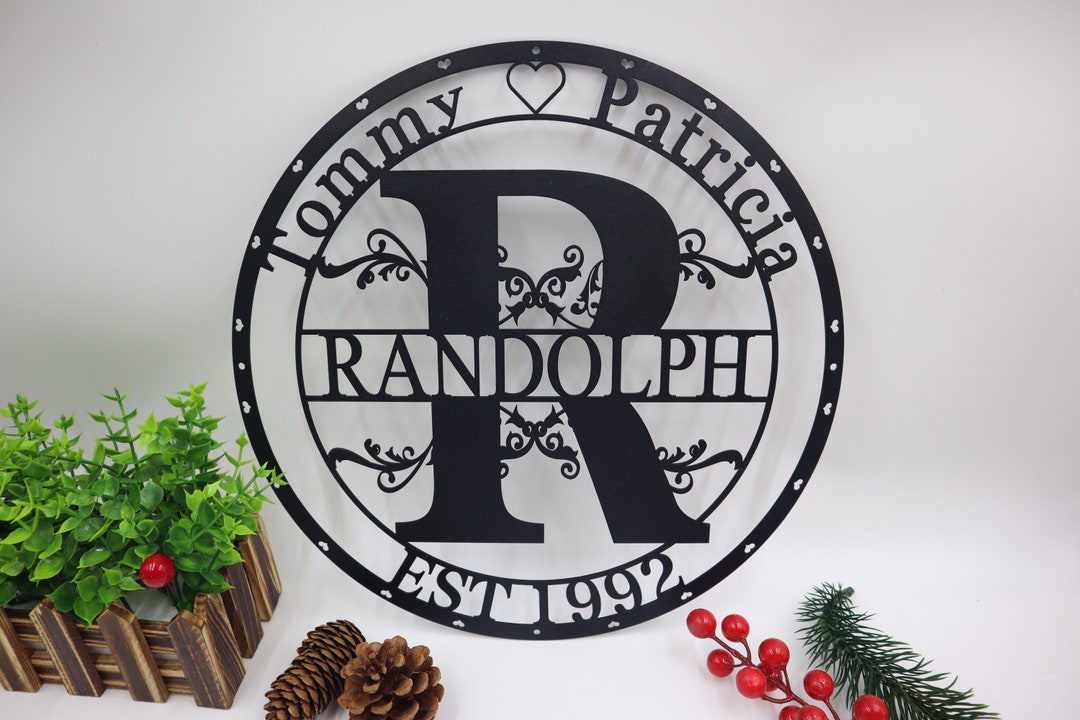 Personalized Family Circle Metal Sign - Last Name Sign, Initial, Metal ...