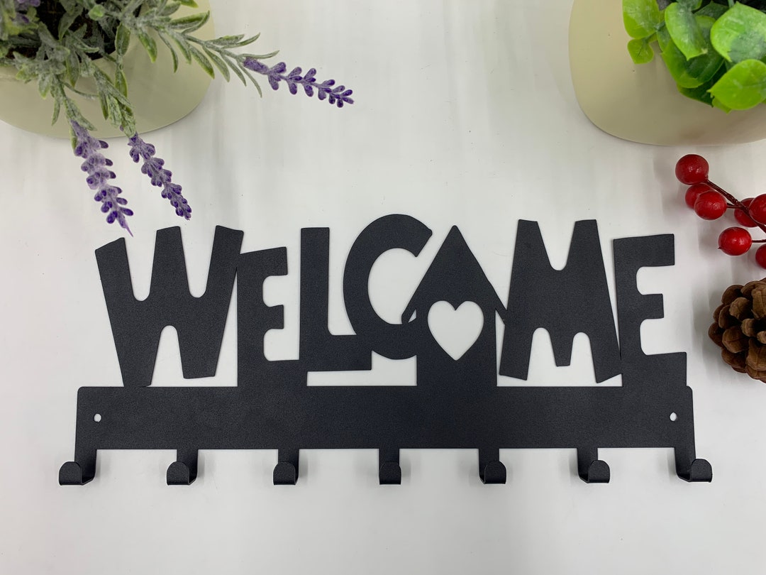 Personalized Metal Home Sign With Hooks Choose Nature, Welcome, or ...