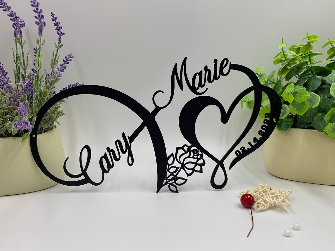 Personalized Couples Metal Sign With Rose Detail Custom Love ...