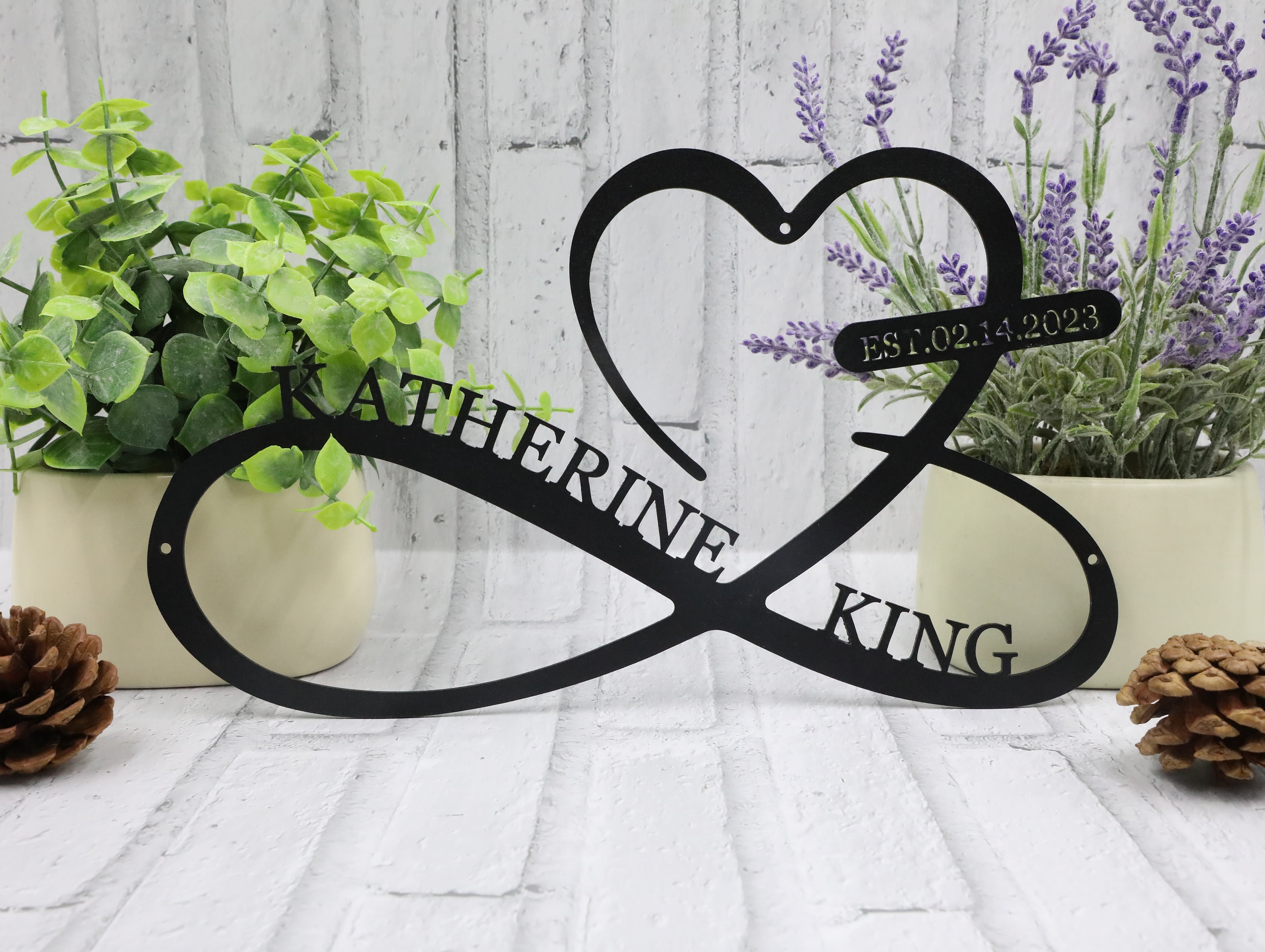 Personalized Metal Infinity Heart Sign Customizable Heart Plaque Custom ...